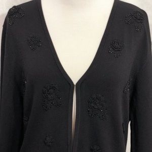 Max Studio | Sweaters | Max Studio Sequined Crochet Black Cardigan ...